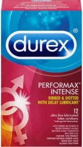 Durex Performax Intense Ribbed & Dotted Condom with Delay Lubricant - 12ct