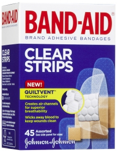 Band-Aid Brand Adhesive Bandages Clear Assorted Strips - 45ct