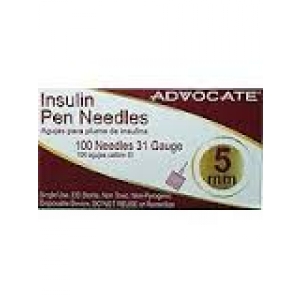Advocate Pen Needles 31 Gauge, 5cc, 3/16"- 100ct