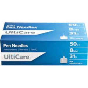 Ulticare Pen Needles 31 Gauge, 8mm- 50ct