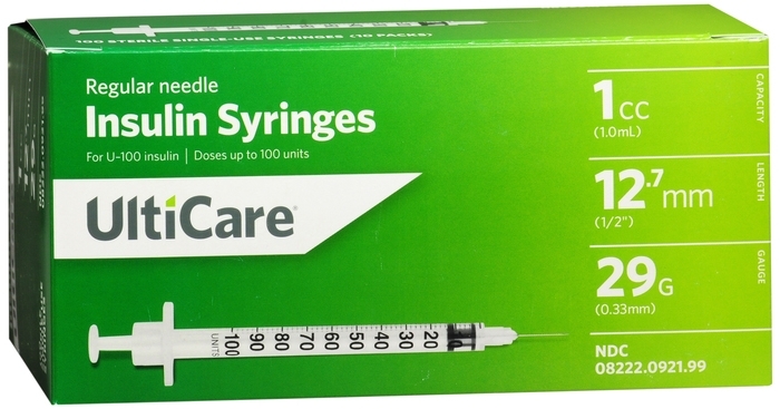 Buy UltiCare Insulin Syringe, 29 Gauge, 1cc, 1/2" Needle - 100 Count ...