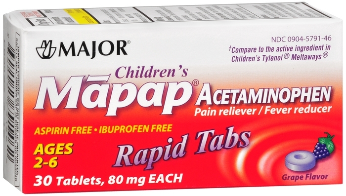 Buy Major Children's Mapap Rapid Tabs, Grape, 30ct Online - HealthWarehouse