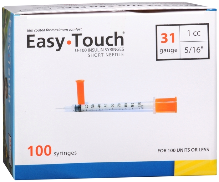 Buy EasyTouch Insulin Syringe 31 Gauge, 1cc, 5/16" - 100ct Online ...