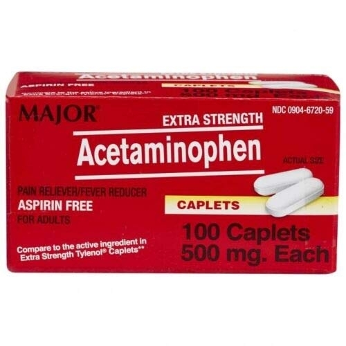 Buy Major Extra Strength Acetaminophen 500 mg Caplets, 100 ct Online ...