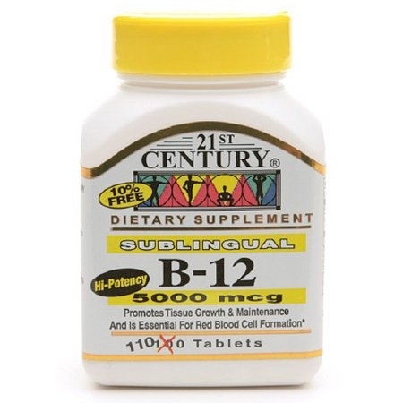 Buy 21st Century B-12 5000 Mcg Sublingual Tablets, 110ct Online ...