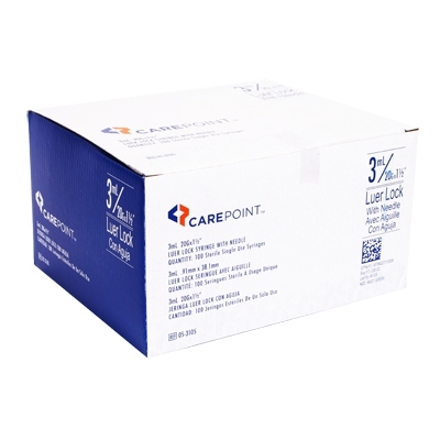 Buy CarePoint Luer Lock Syringe, 20 Gauge, 3cc, 1 1/2" Needle - 100 ...
