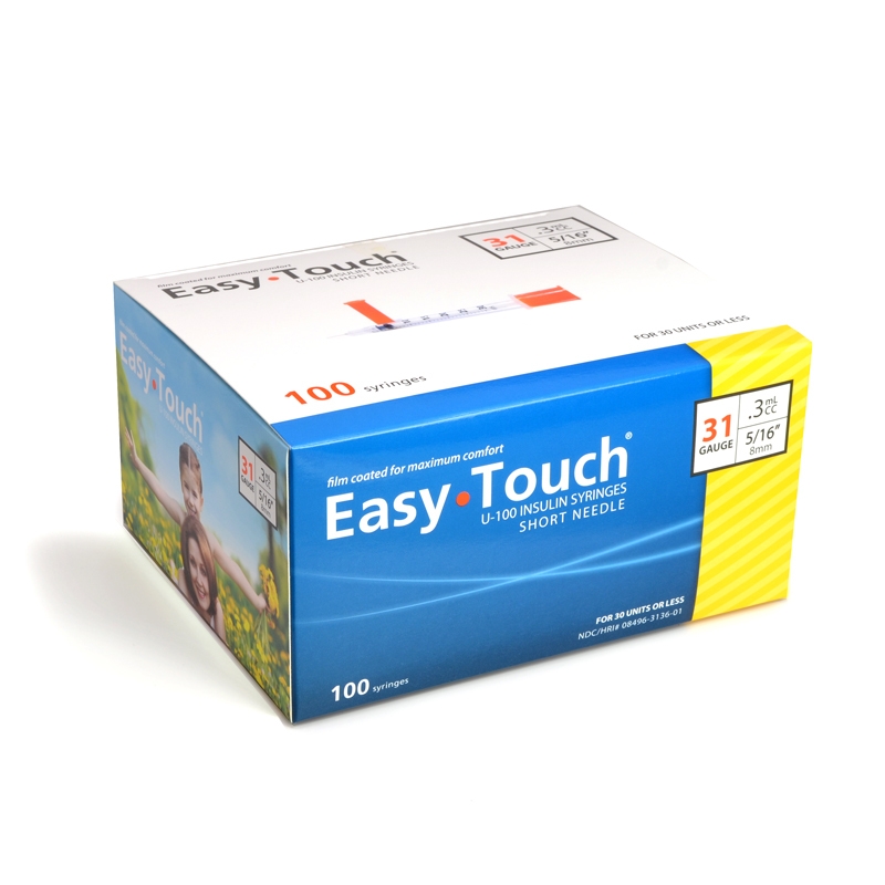 Buy EasyTouch Insulin Syringe 31 Gauge, .3cc, 5/16" - 100ct Online ...