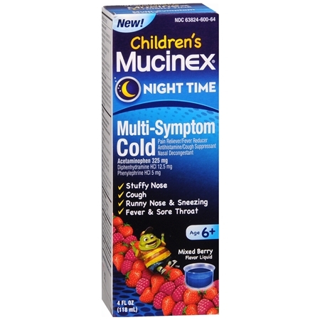 Buy Children's Mucinex Night Time Multi-Symptom Cold Liquid, Mixed ...