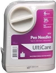 UltiCare Pen Needle 31 Gauge 1/4" (6mm) - 50 Count Box