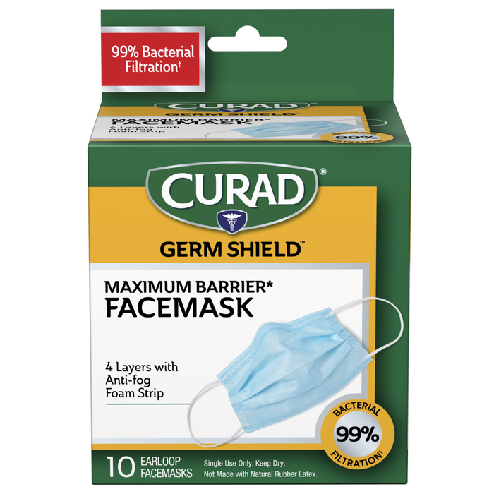 Curad Germshield Medical Grade Face mask 10ct - HealthWarehouse